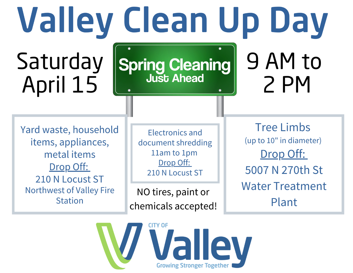 City of Valley - VALLEY CLEAN UP DAY! - APRIL 15, 2023 9:00am-2:00pm