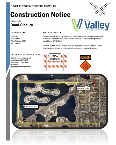 City of Valley - !!UPDATE!! - Thursday 07/10/2025 - Road Closure Notice